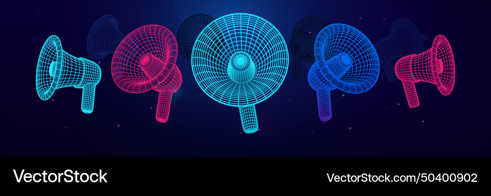 Loudspeakers collection wire frame 3d wireframe Vector Image