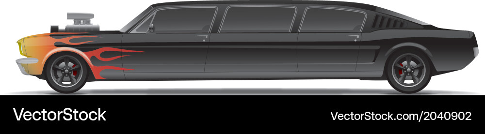 Muscle car limo with flames Royalty Free Vector Image