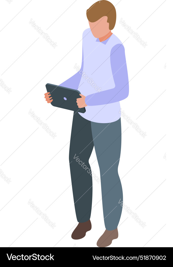 Office worker using digital tablet standing Vector Image