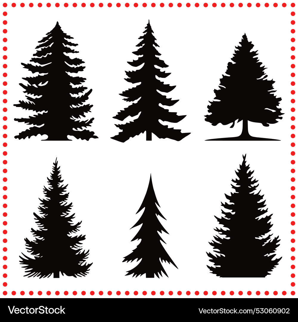 Pine tree silhouettes collection ideal Royalty Free Vector