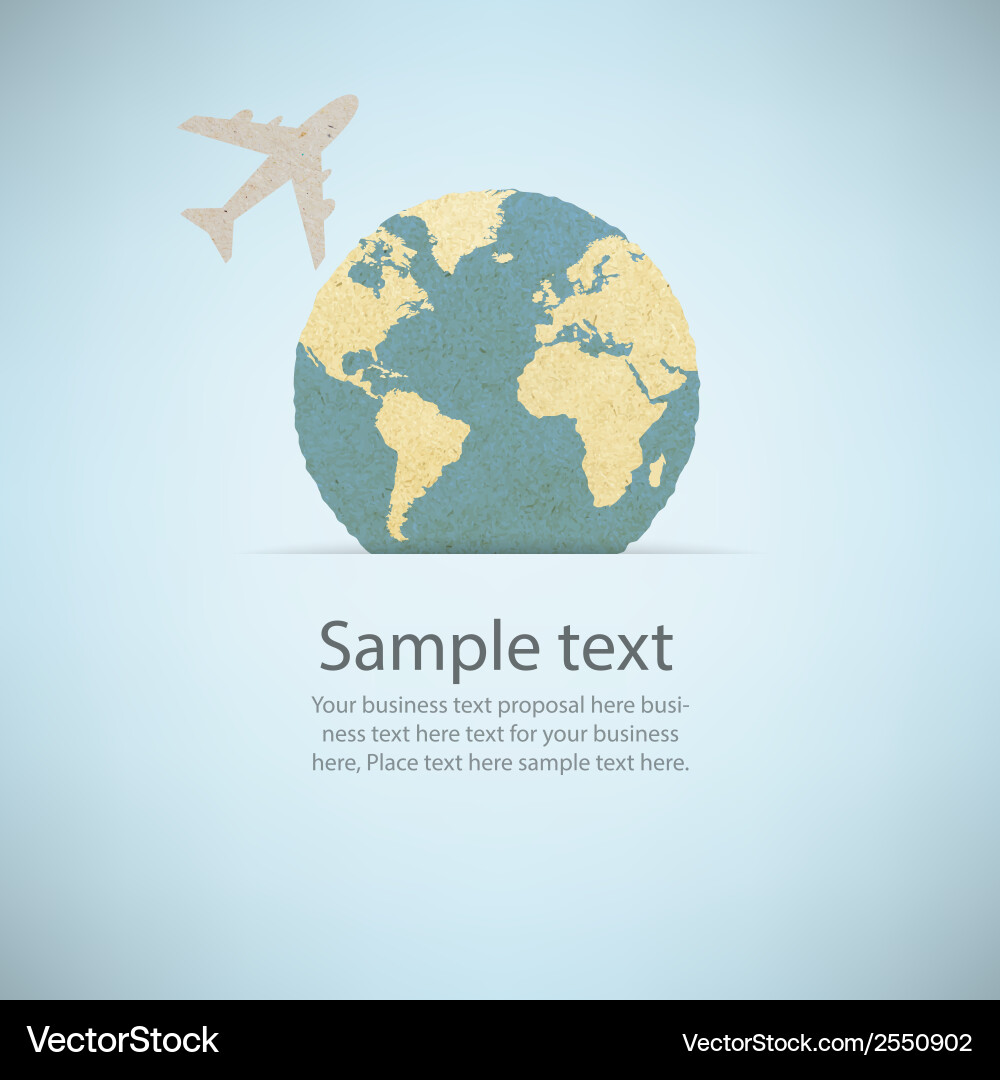 Recycled Paper World Map Craft Stick Royalty Free Vector