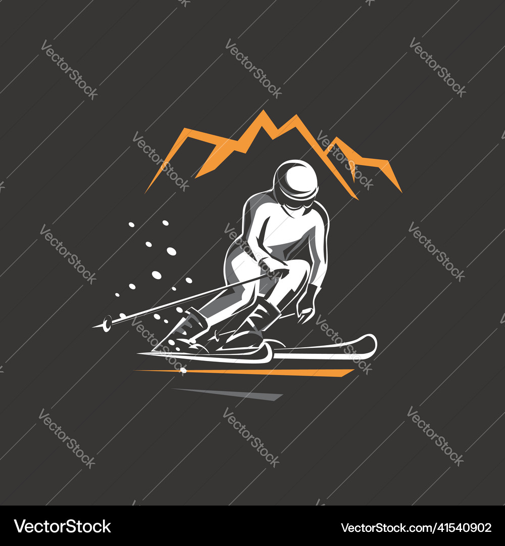 Skiing stylized symbol logo or emblem template Vector Image