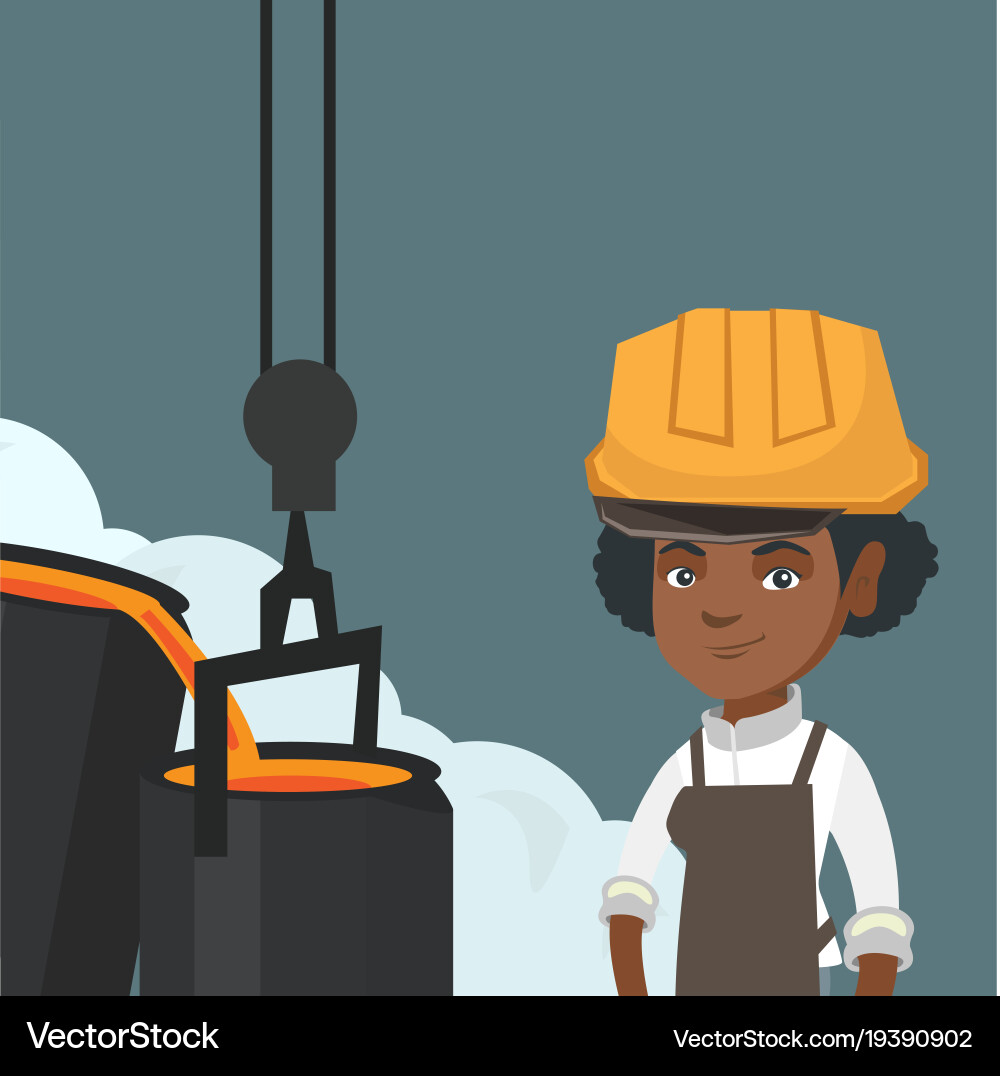 Steelworker in hardhat at work the foundry Vector Image