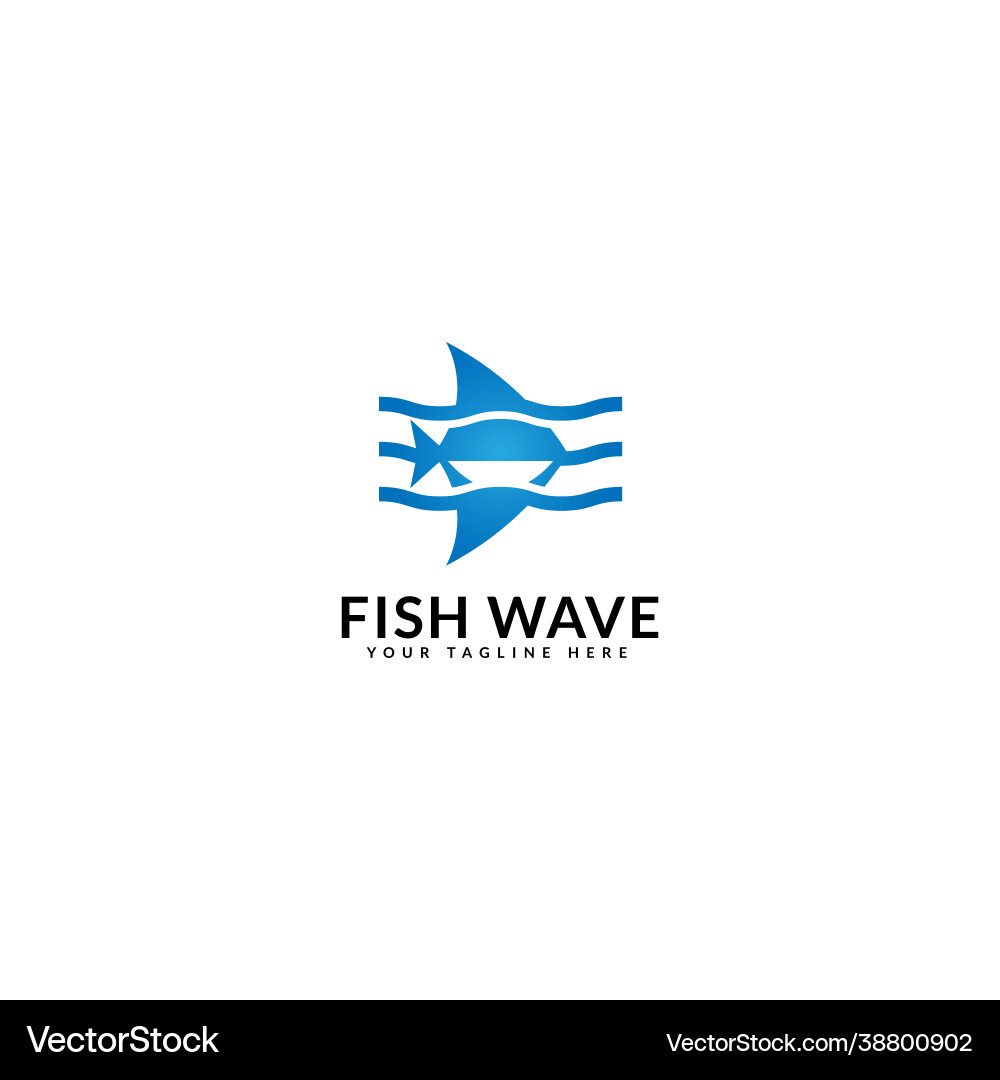 Wave fish logo design Royalty Free Vector Image