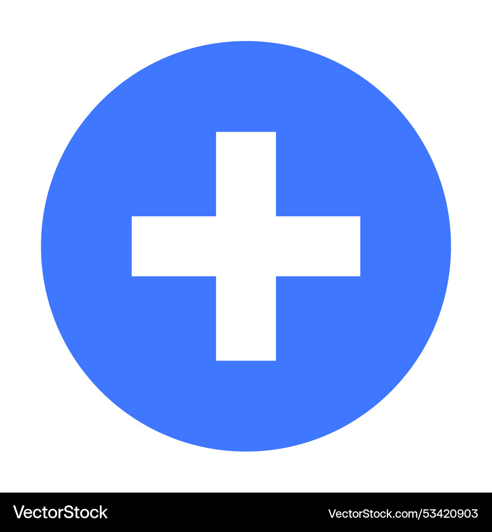 Blue circle with white cross symbol representing Vector Image