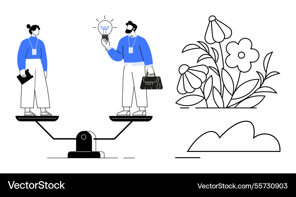 Business professionals on balance scale Royalty Free Vector