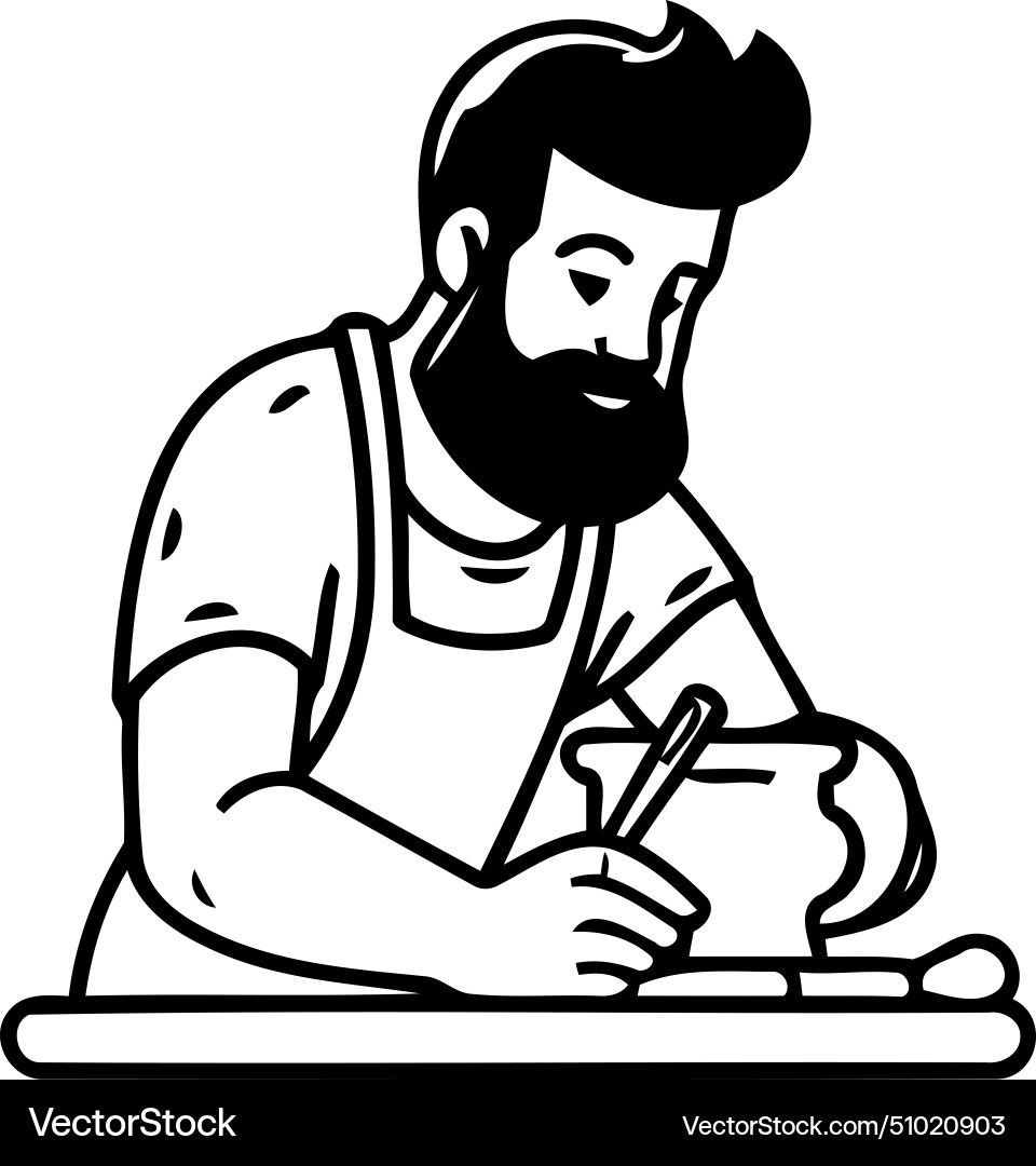 Carpenter at work in cartoon style on white Vector Image