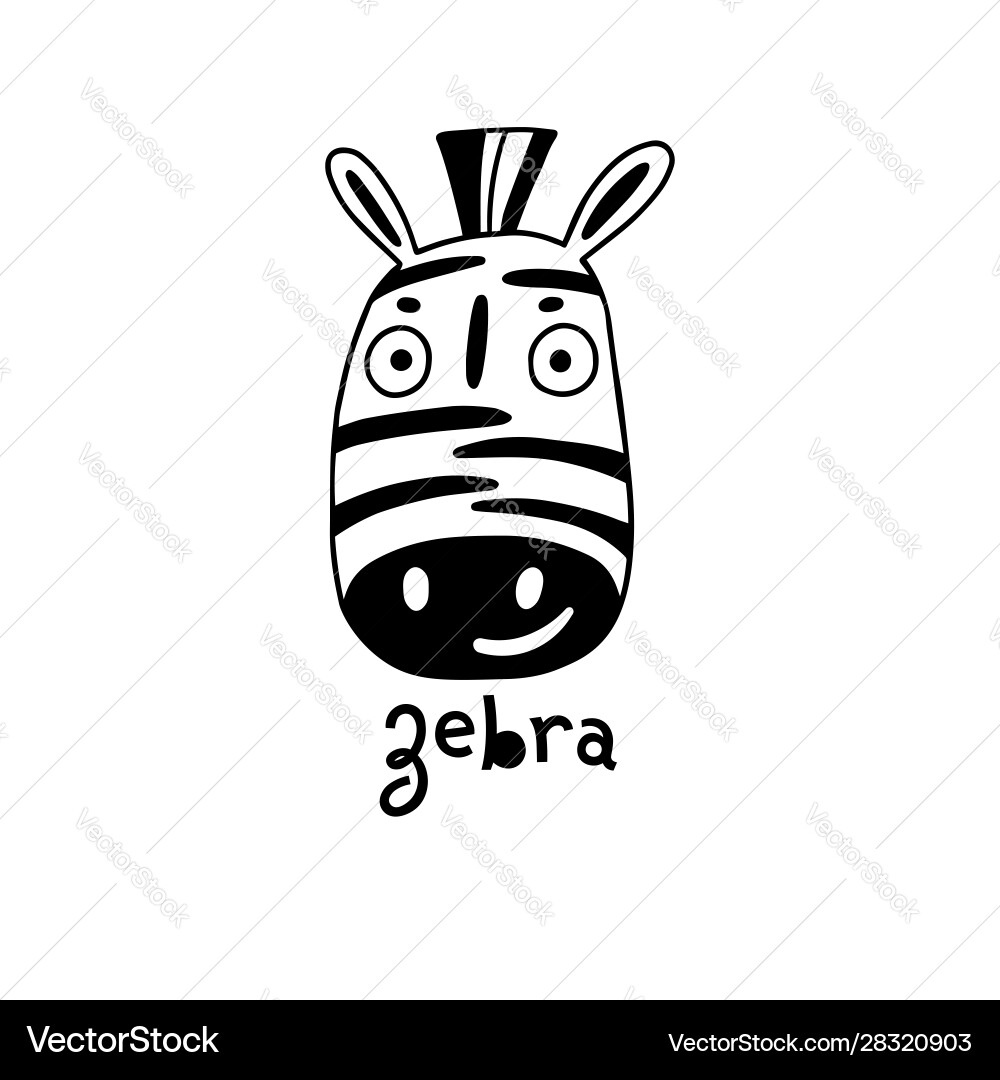 Cute Cartoon Zebra Face Royalty Free Vector Image