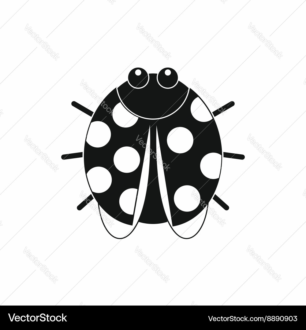 Cute ladybug icon black simple style Royalty Free Vector