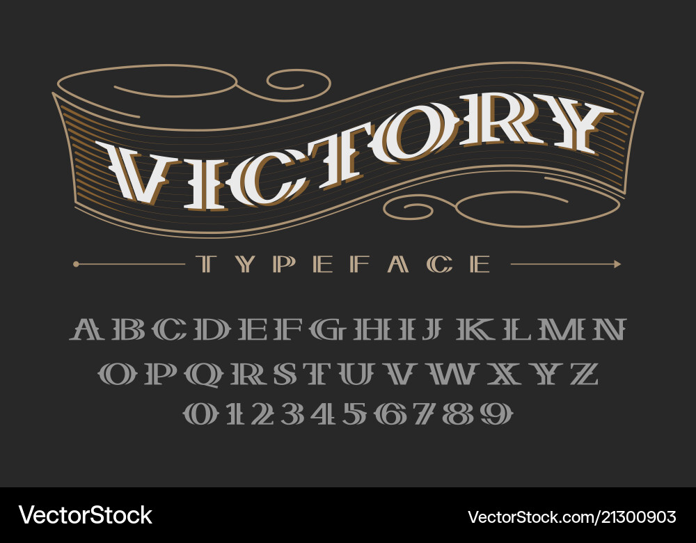 Decorative bold serif font uppercase letters Vector Image