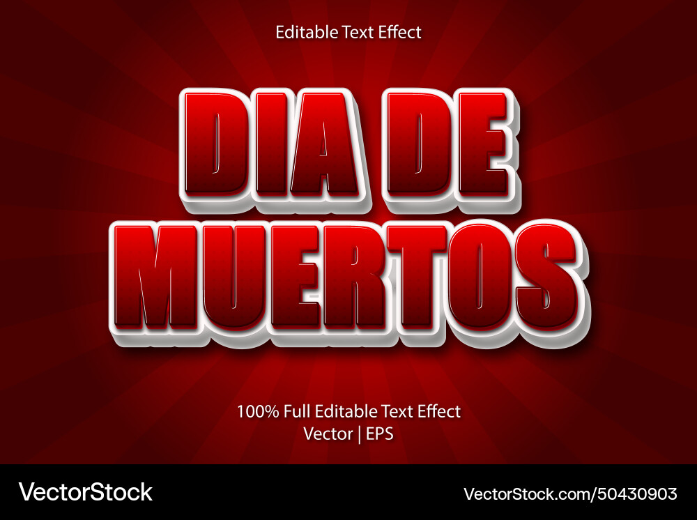 Dia de muertos editable text effect comic style Vector Image