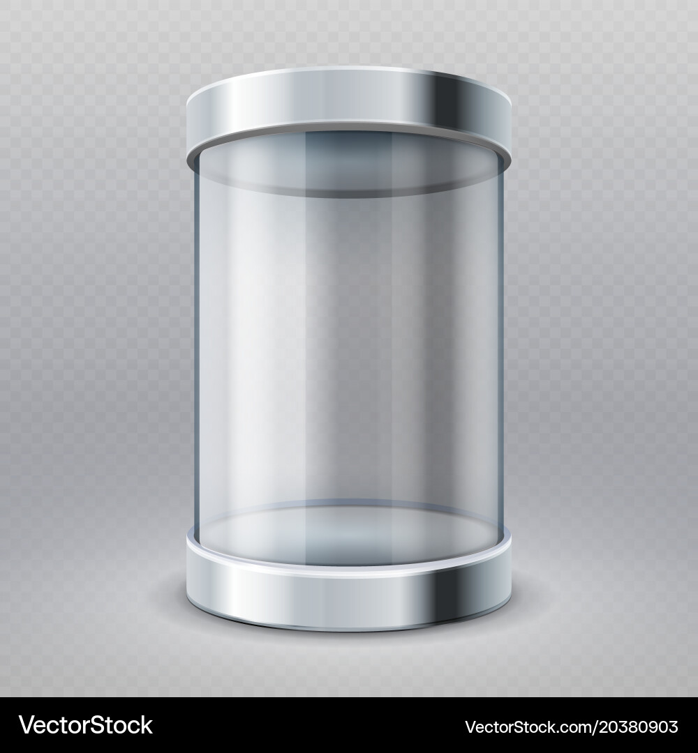 Empty transparent glass cylinder 3d showcase Vector Image