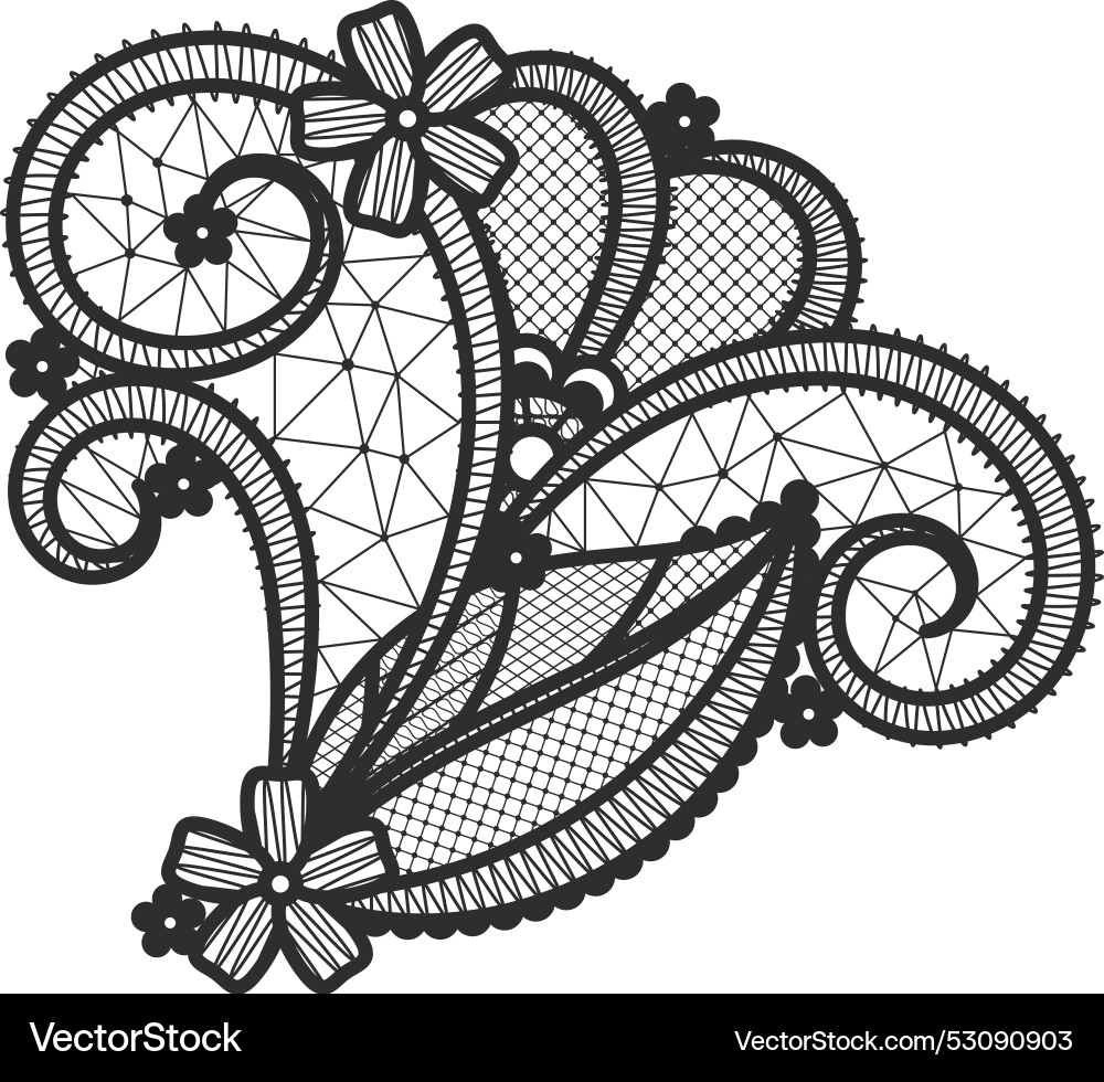 Flower lace element decorative black fabric Vector Image