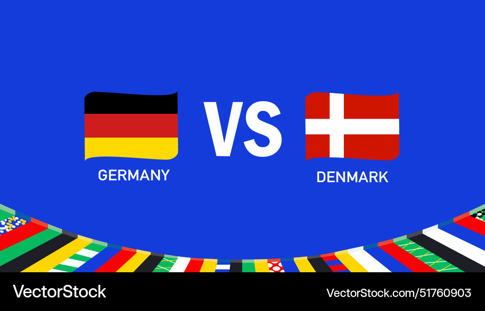 Germany and denmark match emblem ribbon design Vector Image