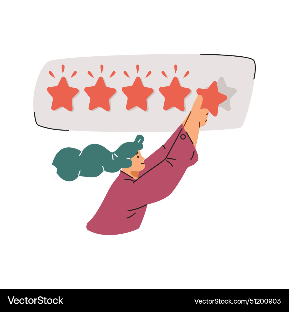 Girl giving five stars Royalty Free Vector Image