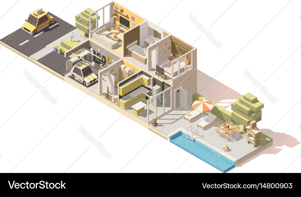 Isometric House Cross-Section Blueprint Royalty Free Vector