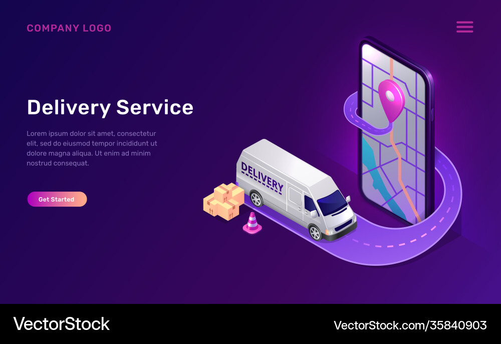 Mobile delivery service online app isometric Vector Image