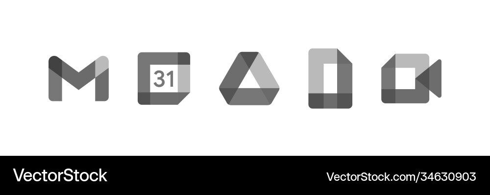 New google product logo set with flat grayscale Vector Image