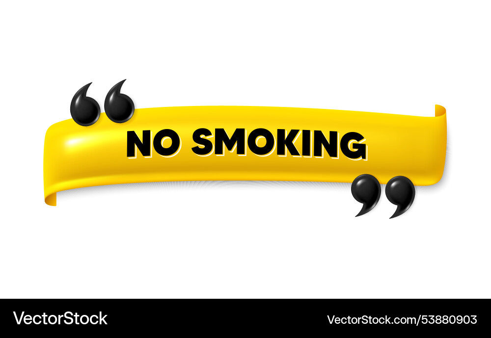 No smoking banner stop smoke sign 3d ribbon Vector Image