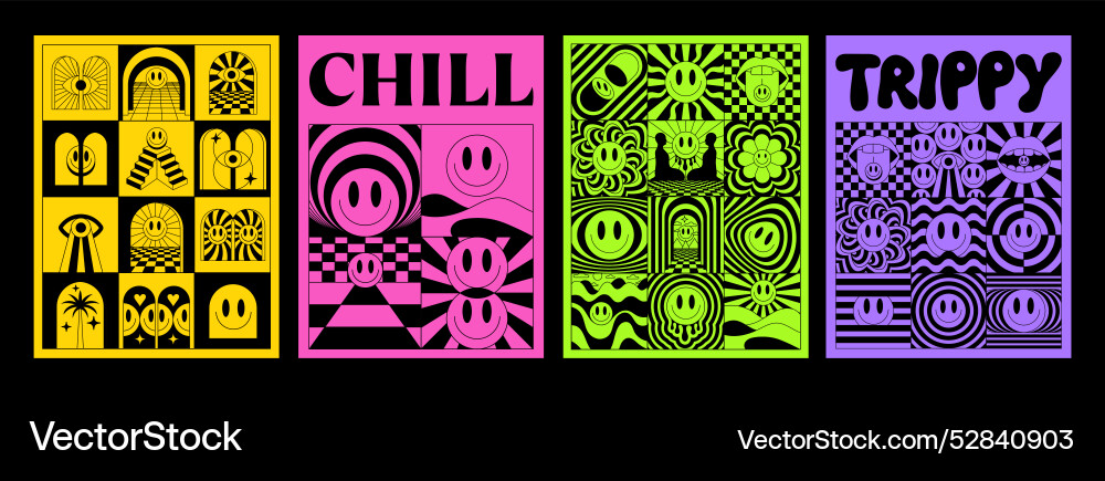 Simpe geometric groovy smile pattern cool trendy Vector Image