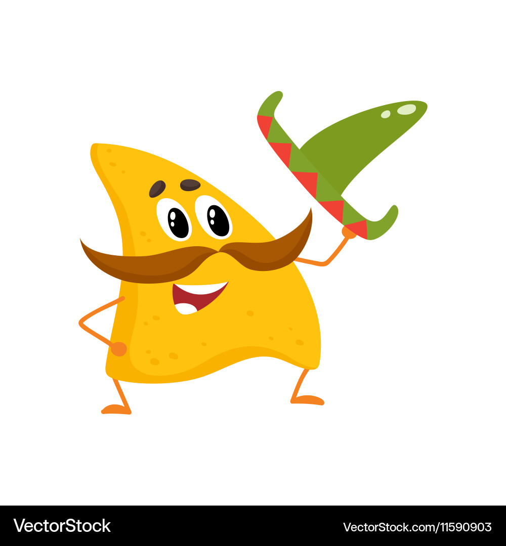 Smiling nachos with thick moustache and mexican Vector Image