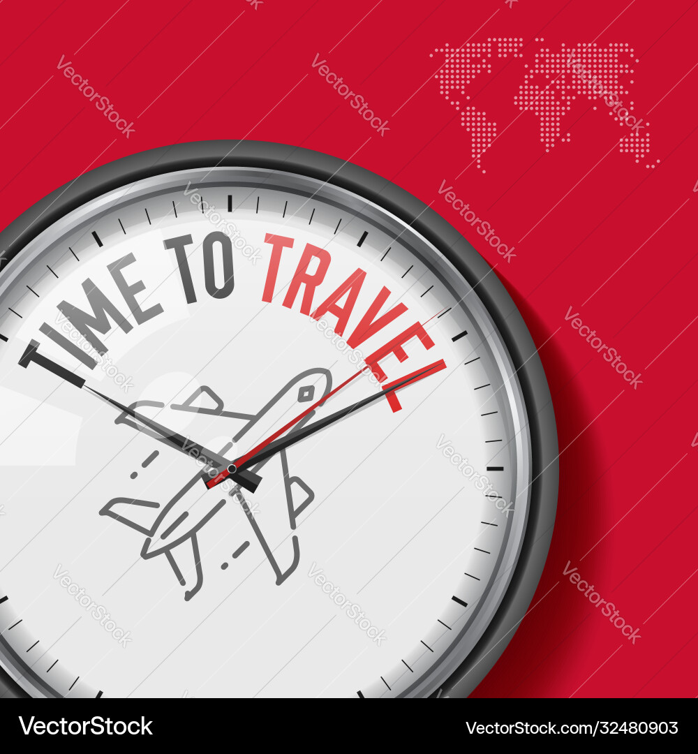 Time to travel white clock with motivational Vector Image