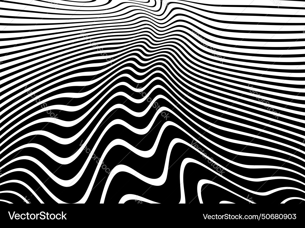 Wavy lines op art pattern Royalty Free Vector Image