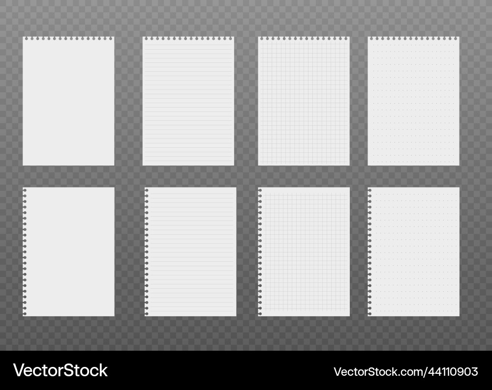 White blank notebook paper sheets set realistic Vector Image
