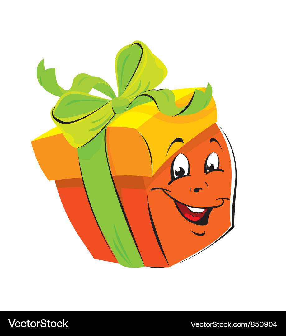 Cartoon Gift Box with Smiling Face Royalty Free Vector Image