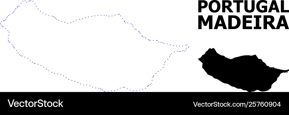 Contour dotted map madeira island Royalty Free Vector Image