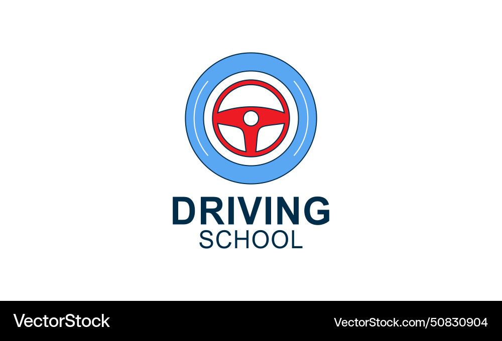 Driving school logo template steering wheel Vector Image