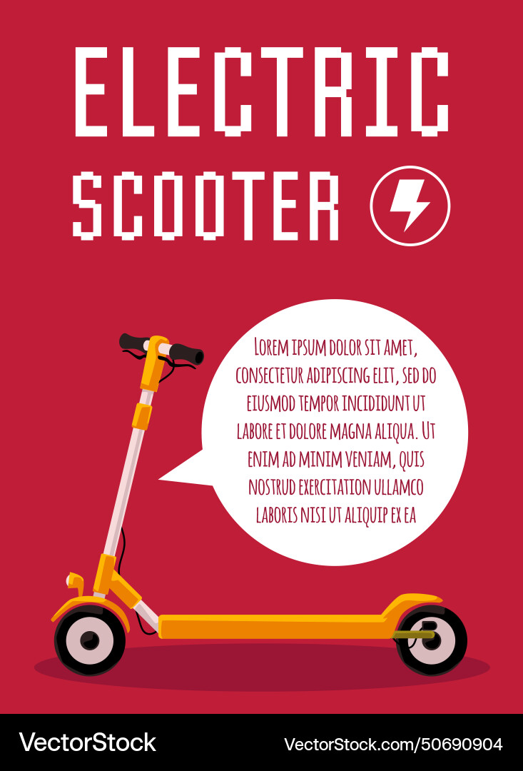Electric scooter rental advertisement with text Vector Image