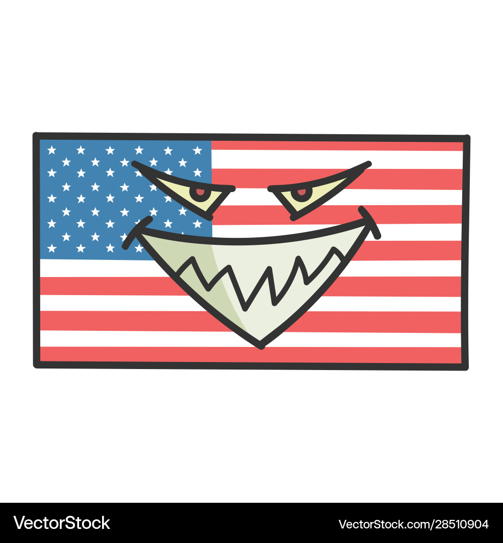 Evil american flag cartoon Royalty Free Vector Image