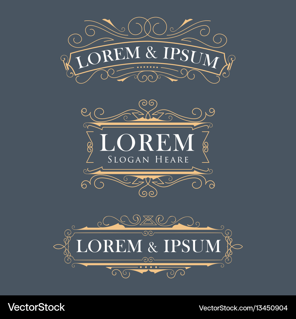 Luxury crown frame modern logos flourishes Vector Image