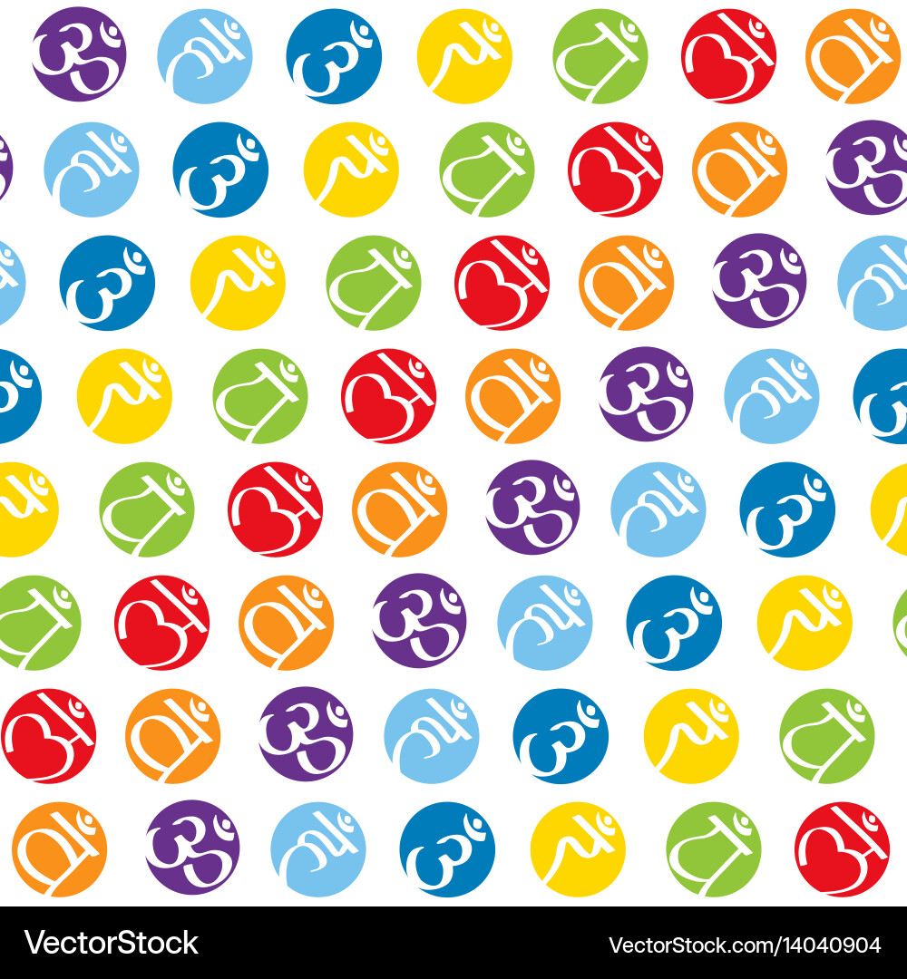 Seamless pattern with signs and names of chakras Vector Image