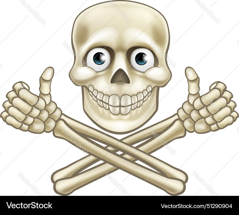 Skull and crossbones giving thumbs up Royalty Free Vector