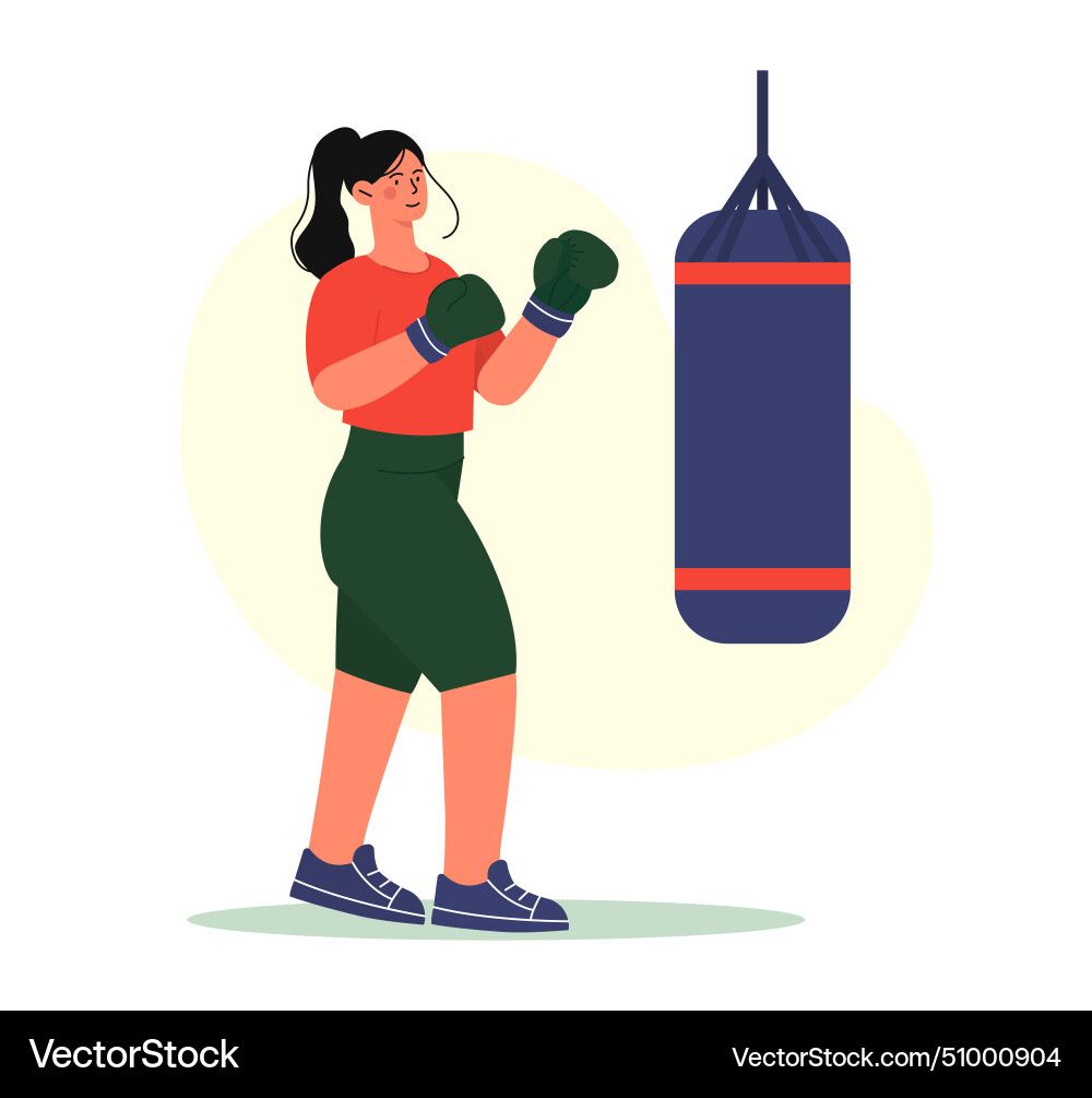 Strong woman boxer concept Royalty Free Vector Image