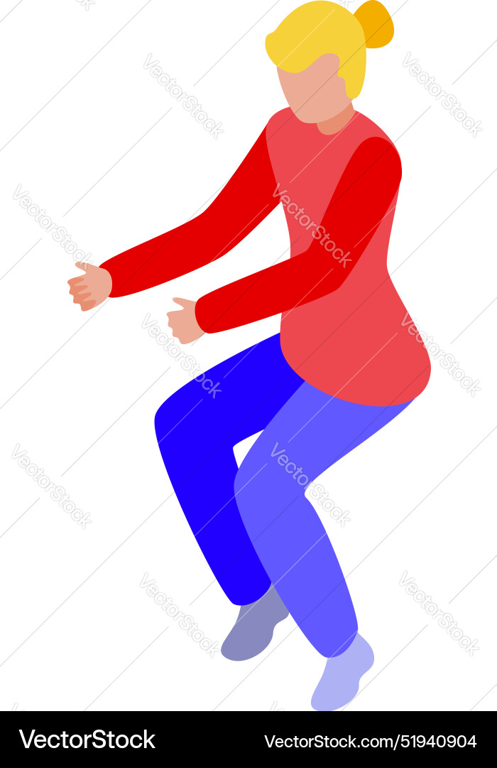 Young woman driving imaginary car with steering Vector Image