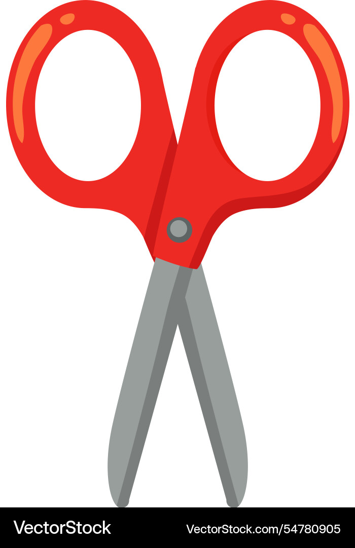 Bright red scissors with shiny metal blades Vector Image