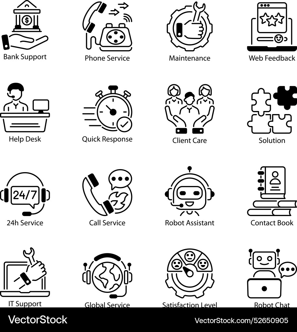 Bundle of client service line style icons Vector Image