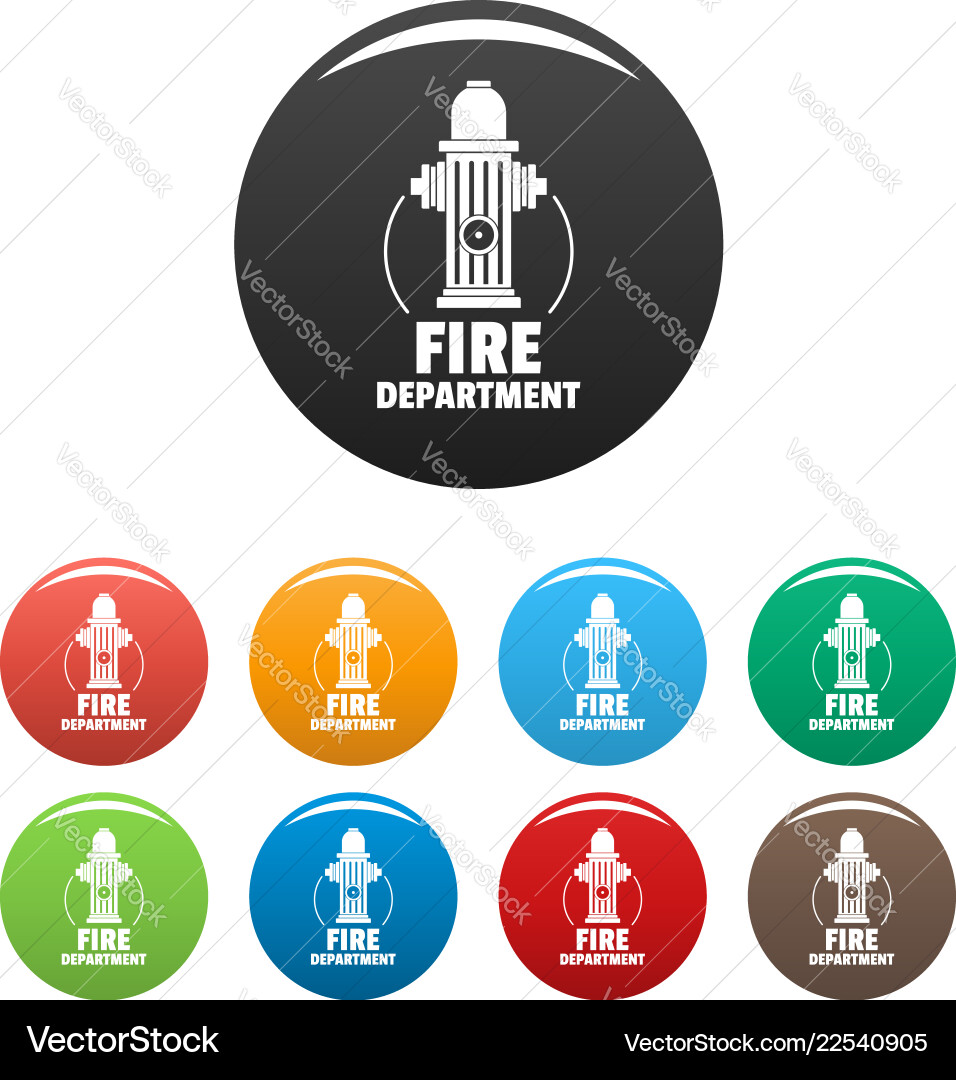 Fire department icons set color Royalty Free Vector Image