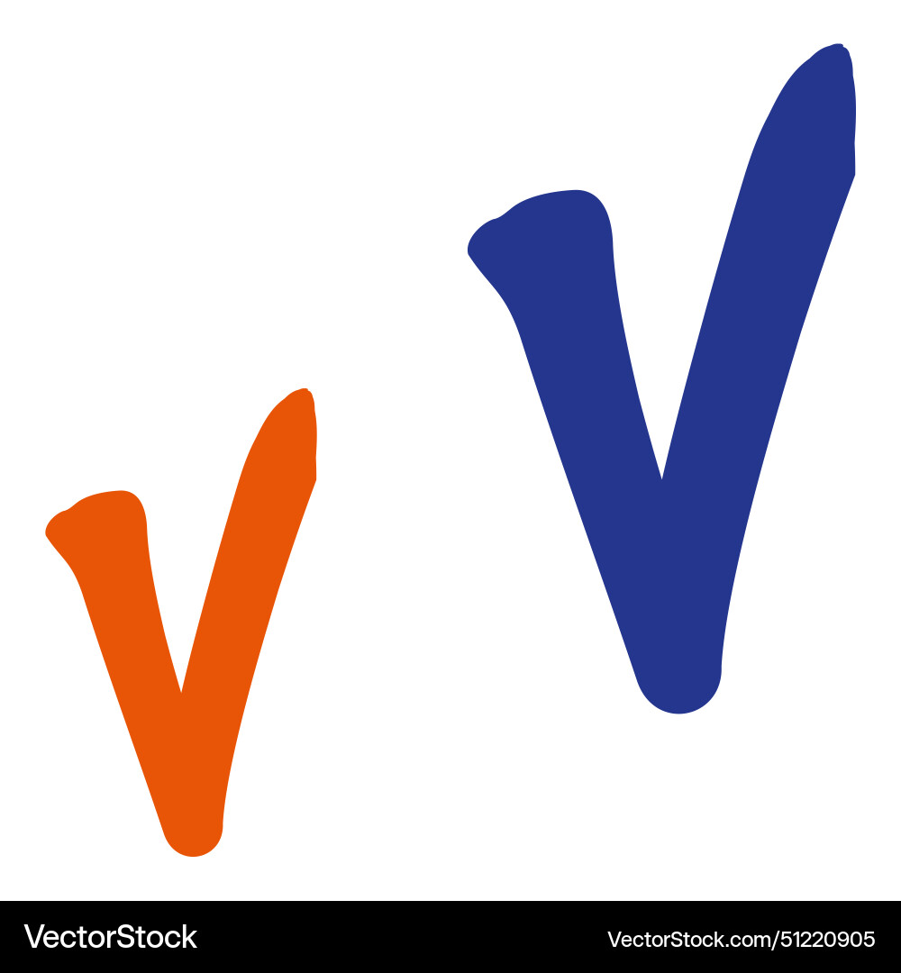 Flat hand drawn tick v isolated Royalty Free Vector Image