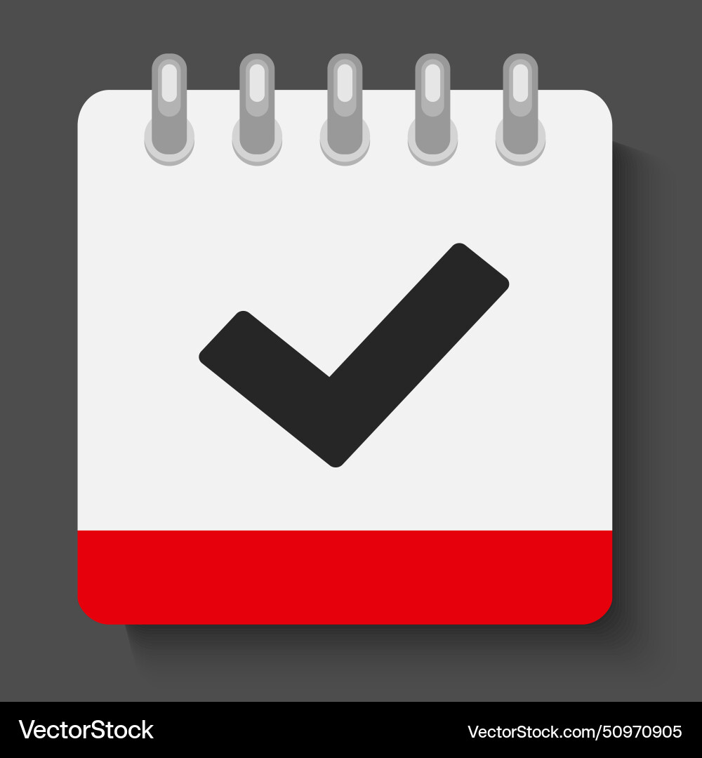 Icon page calendar - done yes success check Vector Image