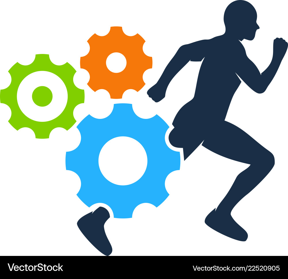 Run & Engineering Logo Royalty Free Vector Image