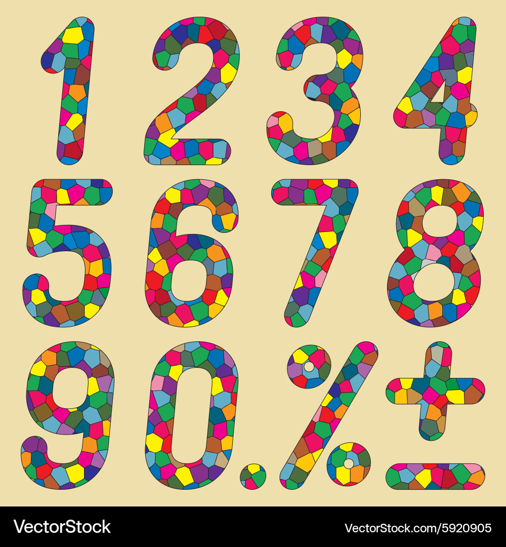 Set of numbers mosaics Royalty Free Vector Image
