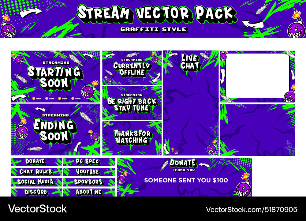 Stream panel pack design 3 Royalty Free Vector Image