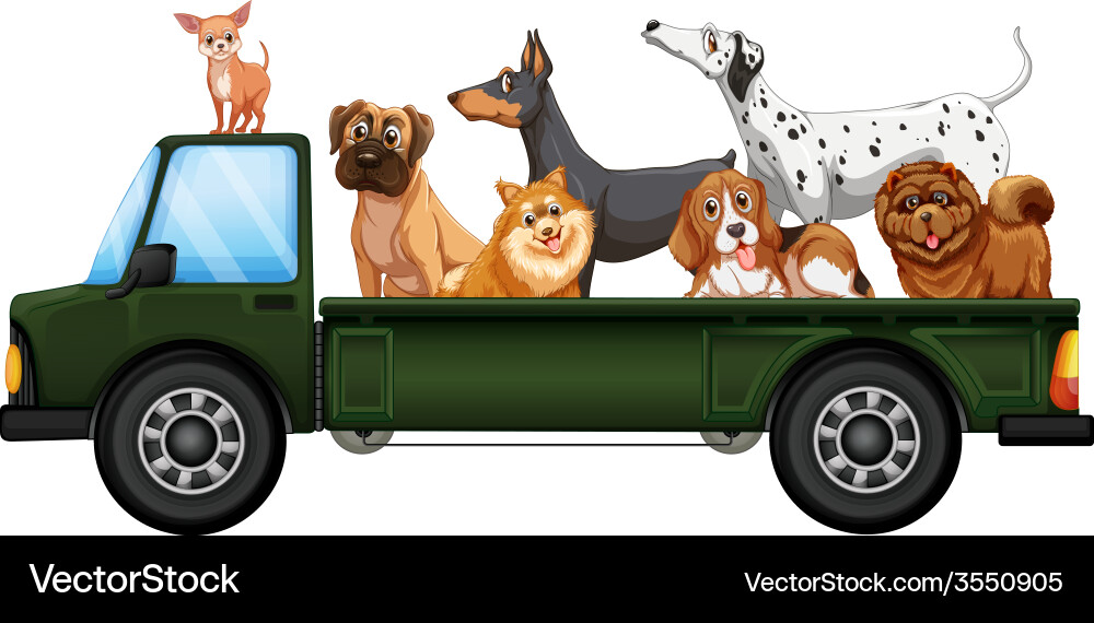 Truck and dogs Royalty Free Vector Image - VectorStock