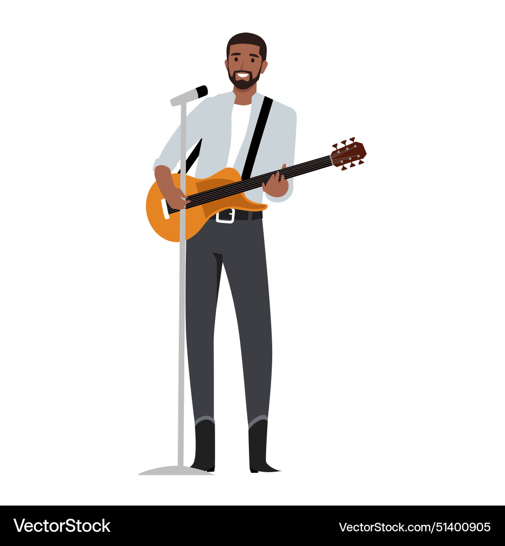 Young black man playing guitar Royalty Free Vector Image