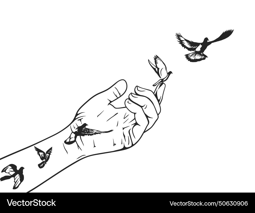 A minimalist black and white depicting hand Vector Image