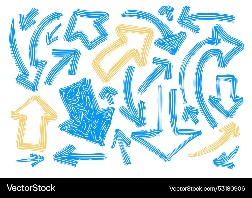 A set of doodle-style arrows isolated on white Vector Image